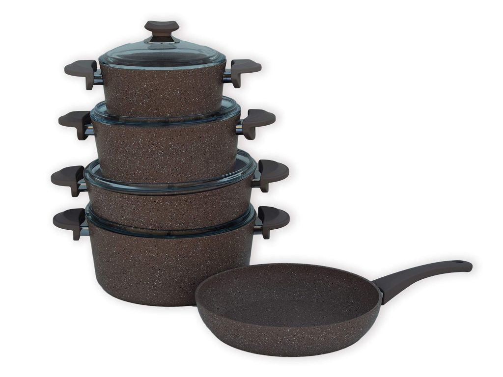 OMS 10pc Granite Cookware Set In Brown – Oms Collection