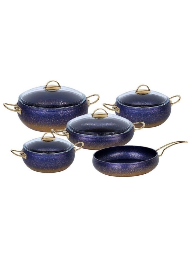 OMS 9pc Granite Cookware Set In Blue – Oms Collection